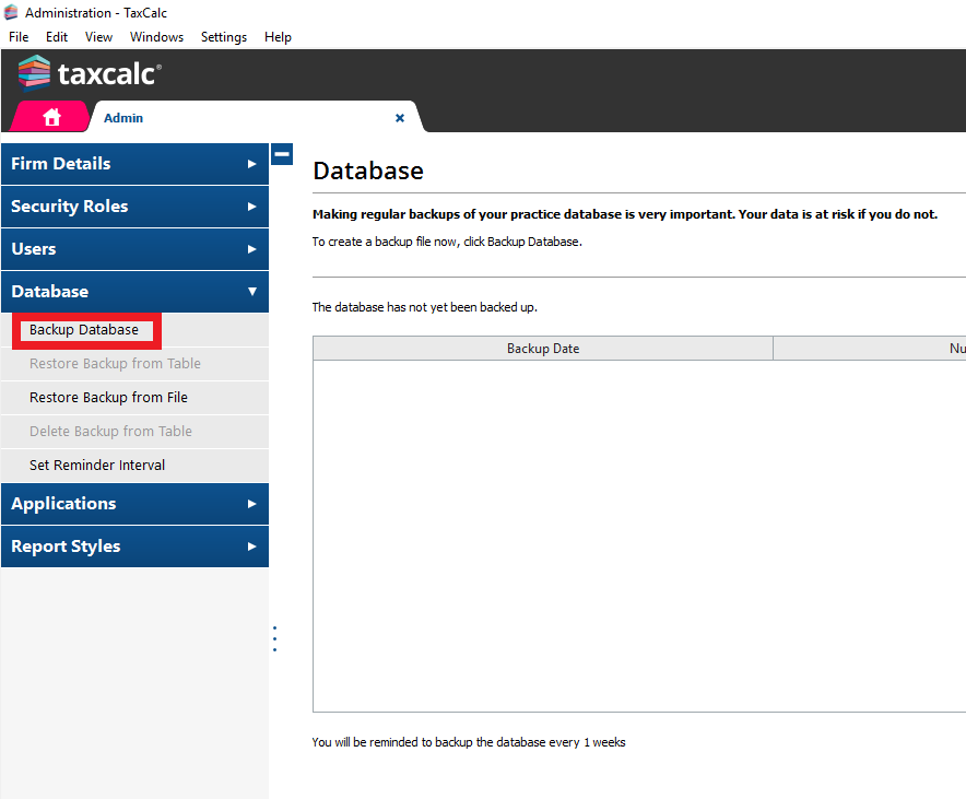 How do I back up the database? - Knowledge Base - TaxCalc
